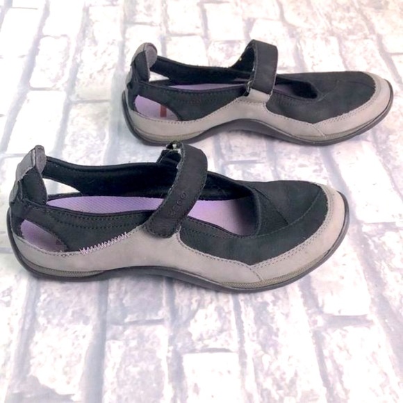 Ecco | Shoes | Ecco Receptor Mary Jane Shoes Blackgray Slipon Comfort ...